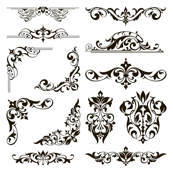 Ornamental Design Lace Borders Corners Vector Set Art Deco Floral Stock ...