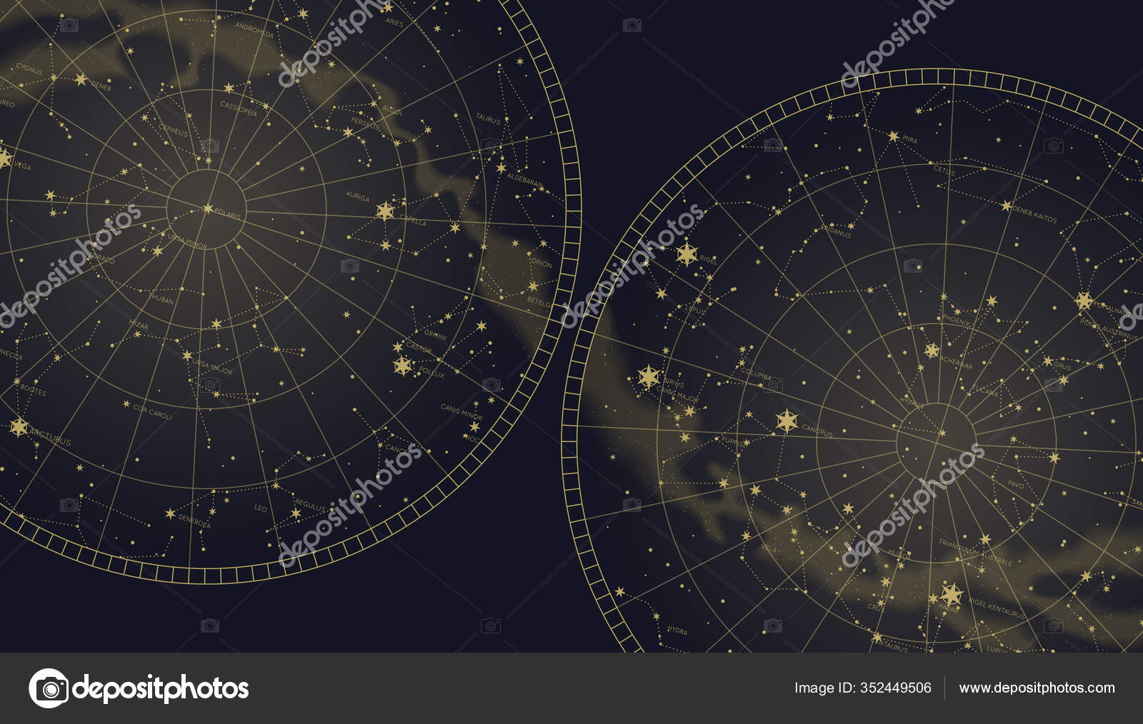 Poster witn star constellations southern and northern map Stock Vector ...