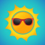 Happy sun in headphones listening to music illustration Stock Vector ...