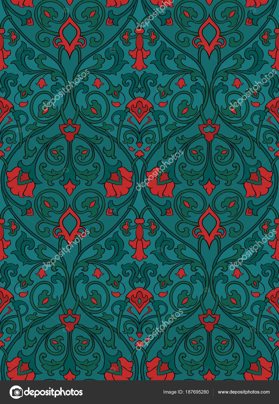Red and green floral pattern. Stock Vector Image by ©matorinni #187695280