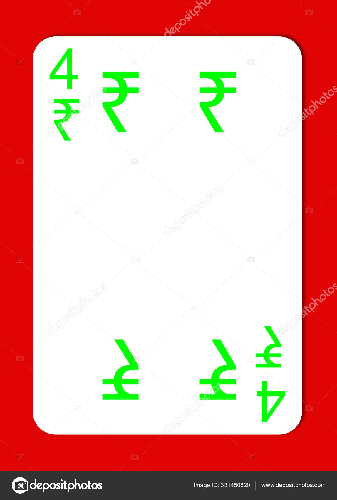 Indian Rupee Symbol Playing Card Illustration Sign Green Color Isolated ...