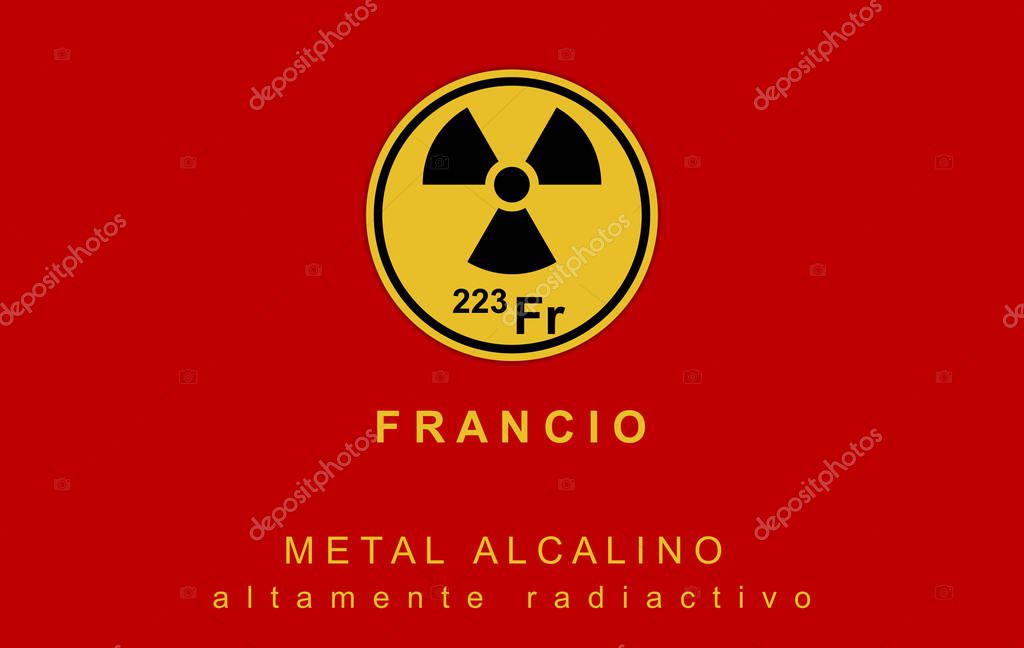 Metal alcalino. Francium, extremadamente radioactivo. Texto en español ...