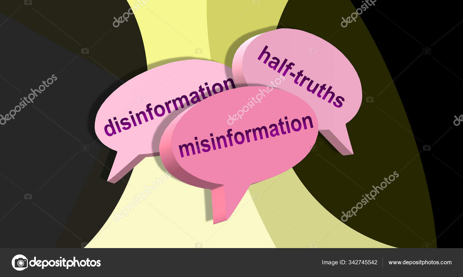 Three Speech Bubbles Disinformation Half Truths Misinformation Dialog ...