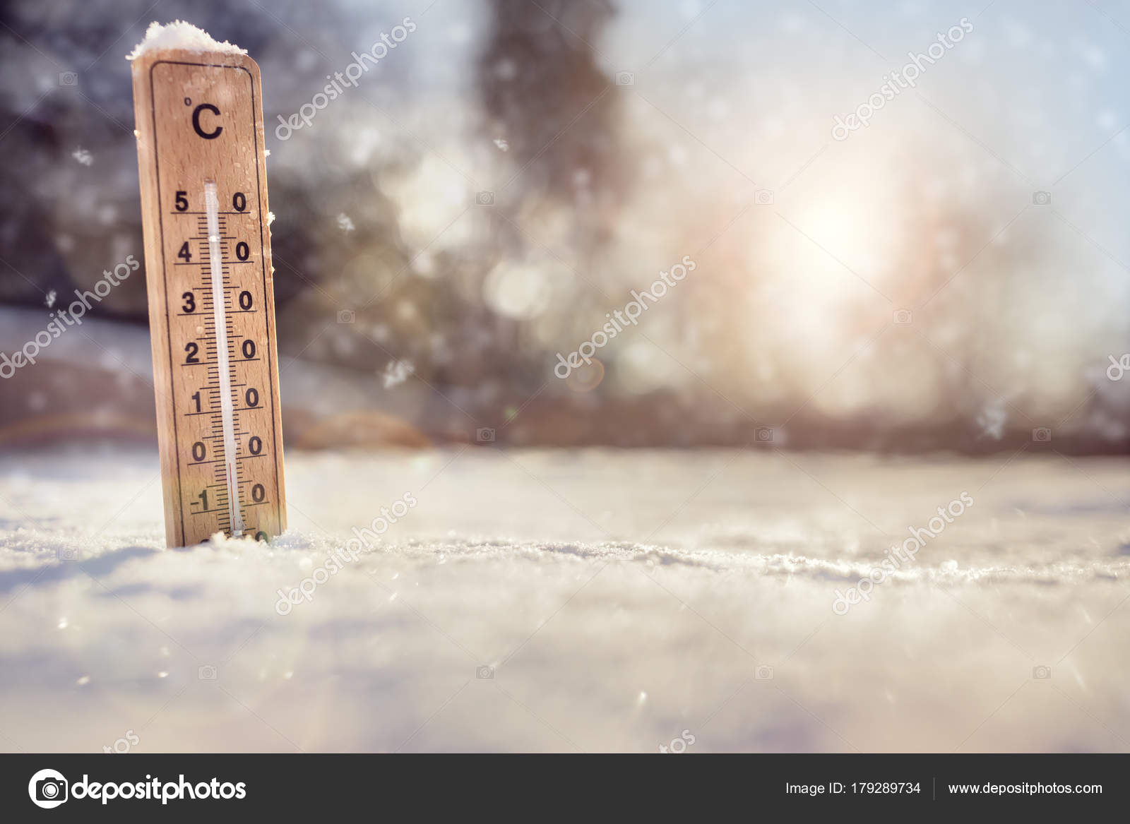 Thermometer Snow Sub Zero Temperature Concept Winter — Stock Photo ...