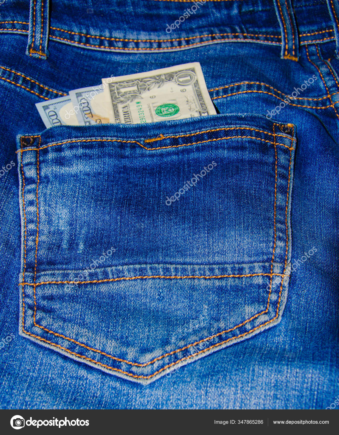 American Banknotes Jeans Pocket Note Denominations 100 Peeps Stick Out ...