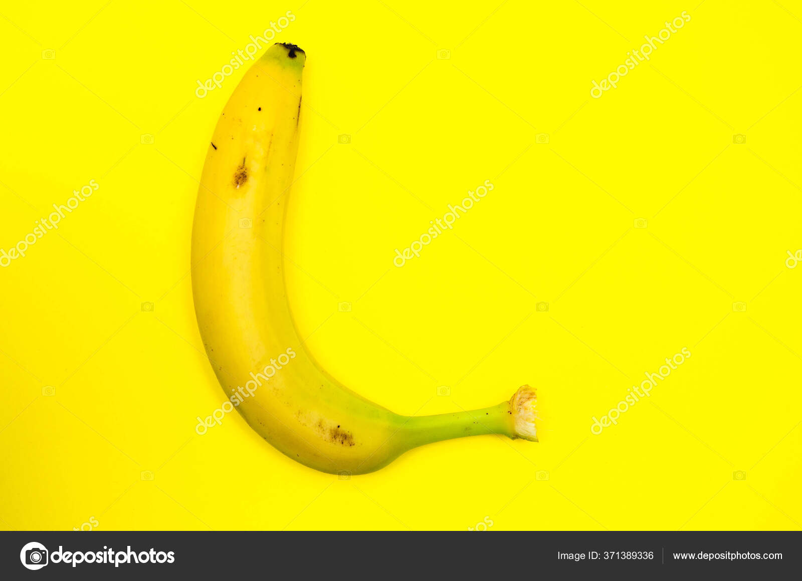 One Banana Top View Yellow Background Beaten Scratched Rotten Banana ...