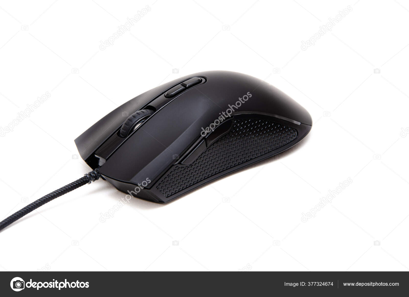 Black Gaming Mouse Side Extra Keys Matte Finish White Background ...