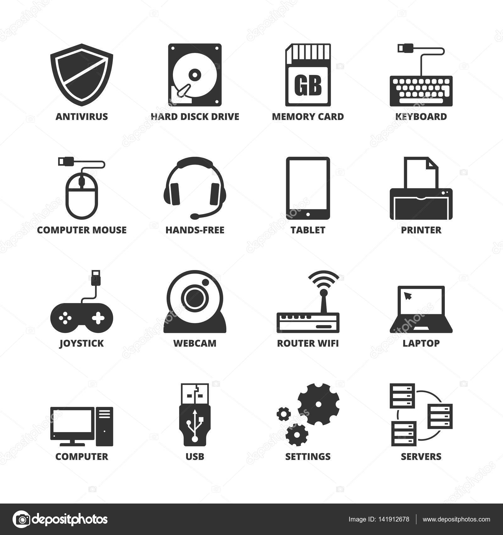Technology symbols | Computer and technology symbols — Stock Vector ...