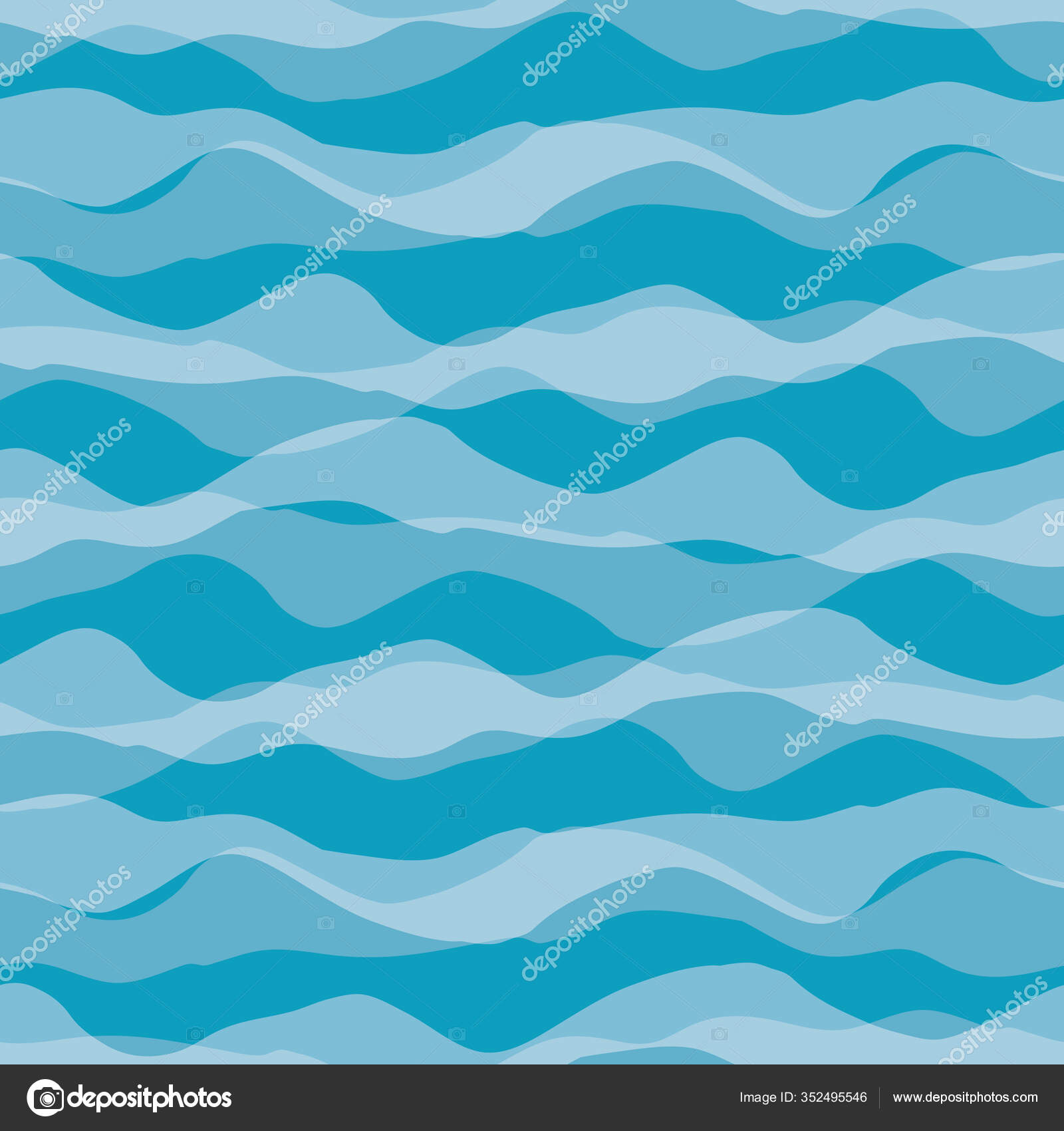 Wavy line seamless vector pattern background. Linear irregular ocean ...