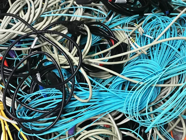 Old network cables and power cables in a pile for disposal - Stock ...