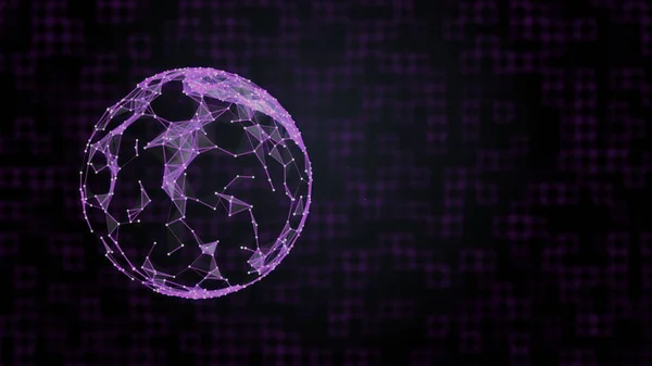 3D rendered planet with plexus surface over squared background in purple gradient. - Stock Image ...