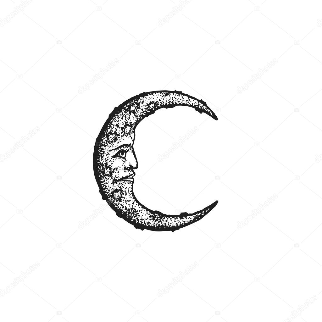 Realistic Crescent Moon Drawing