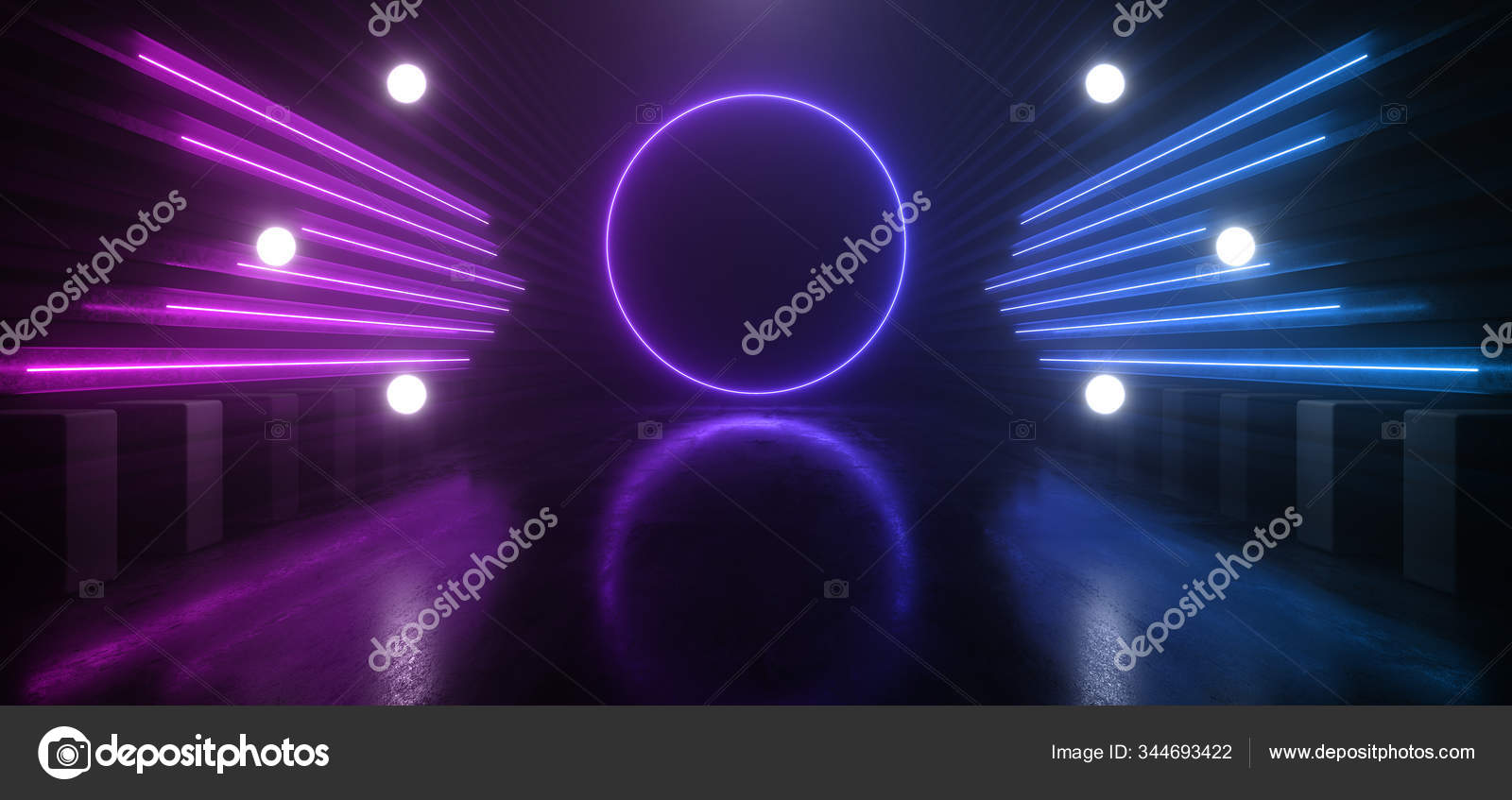 Cyberpunk Neon Laser Cyber Sci Fi Circle Lights Glowing Classic — Stock ...