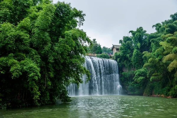 Waterfall in Bamboo Forest in Bamboo Sea Scenic Spot in — Stock Photo ...