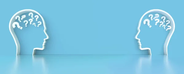 question mark in Human Head outline in front of a color wall bac ...