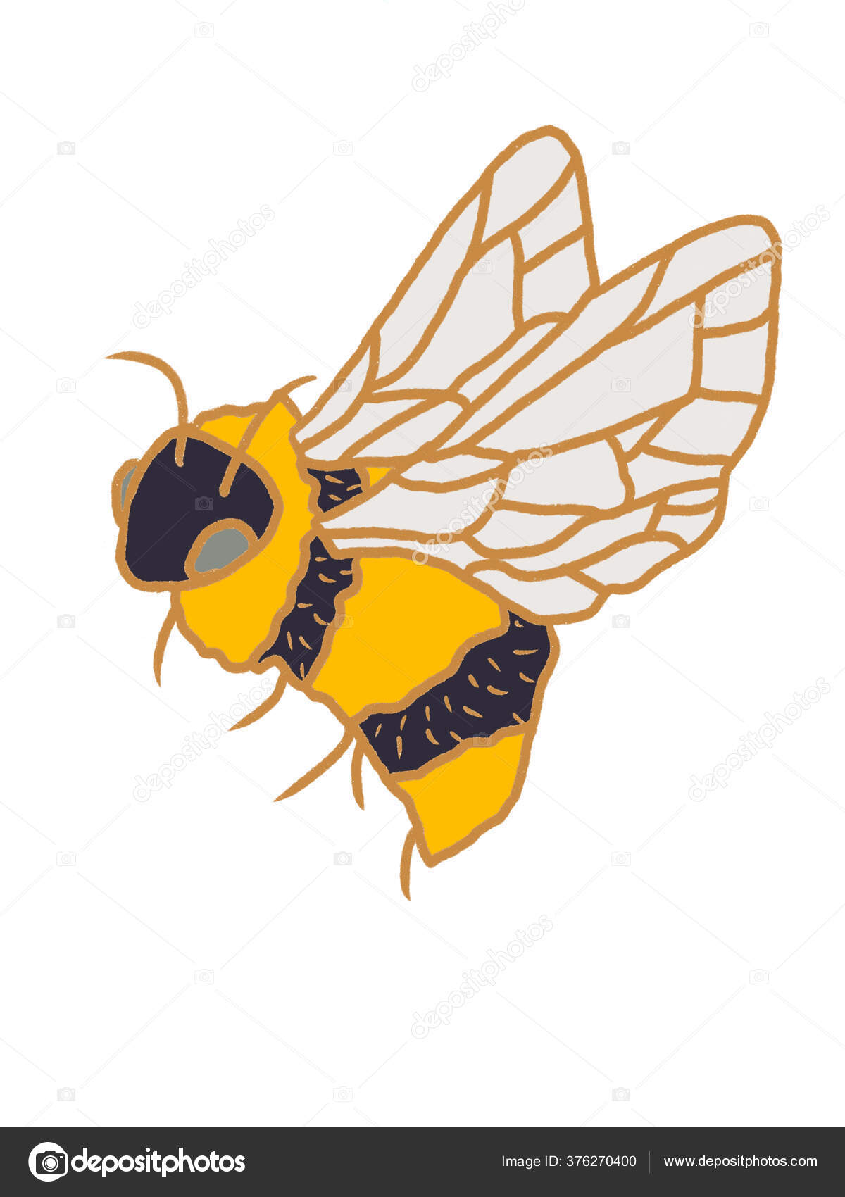 Modern Illustration Bee Isolated White Background Stock Illustration by ...