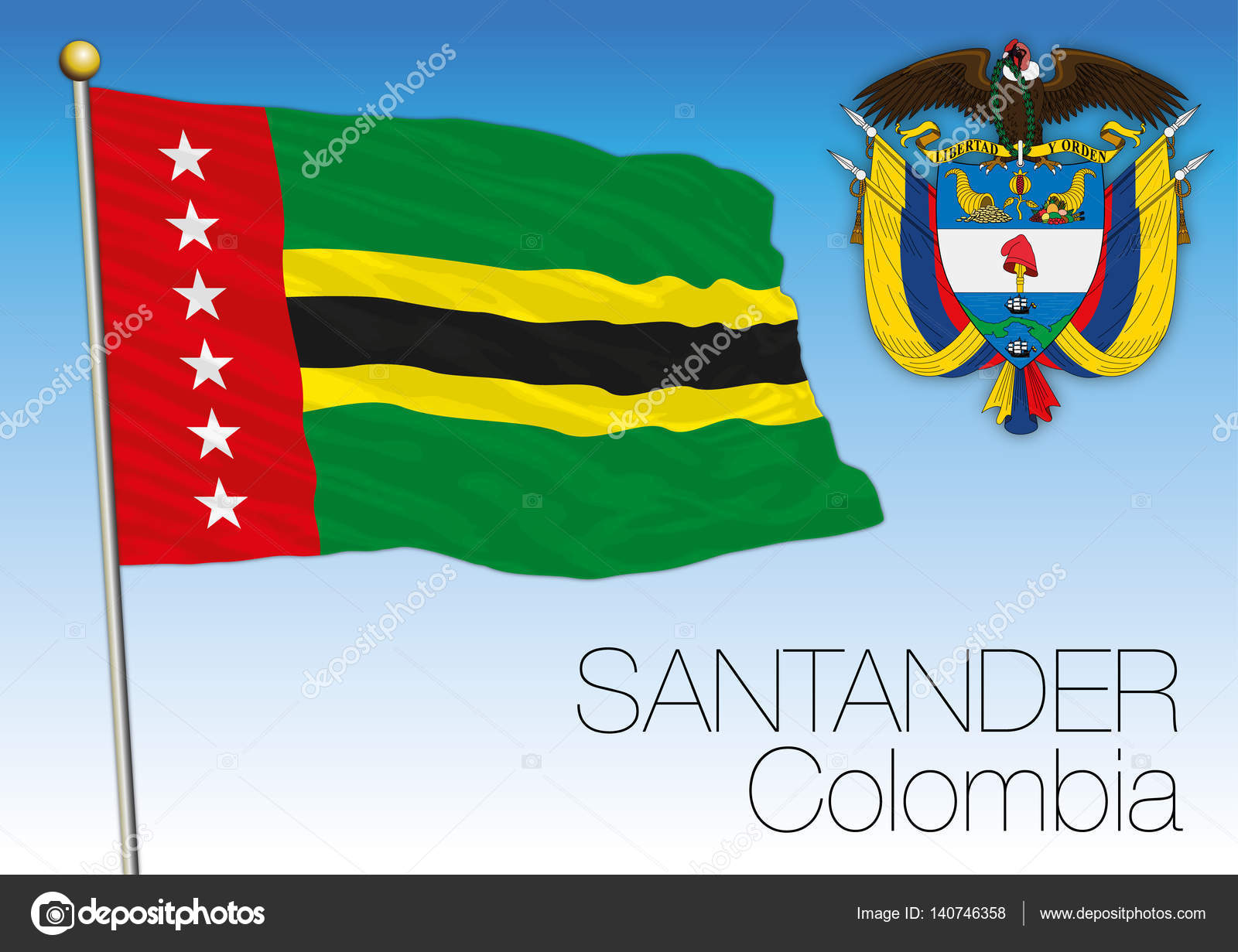 Bandera regional de Santander, Colombia Vector de stock #140746358 de ...