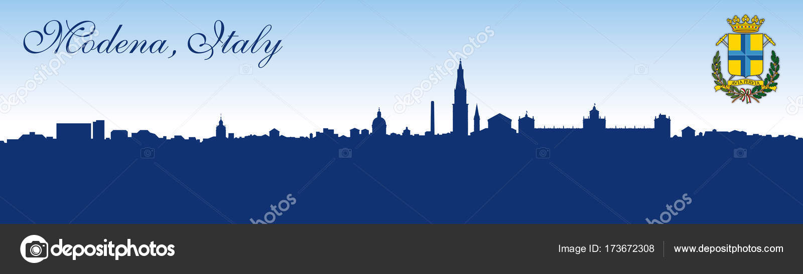 Modena skyline | Modena city, Italy, skyline silhouette and coat of ...