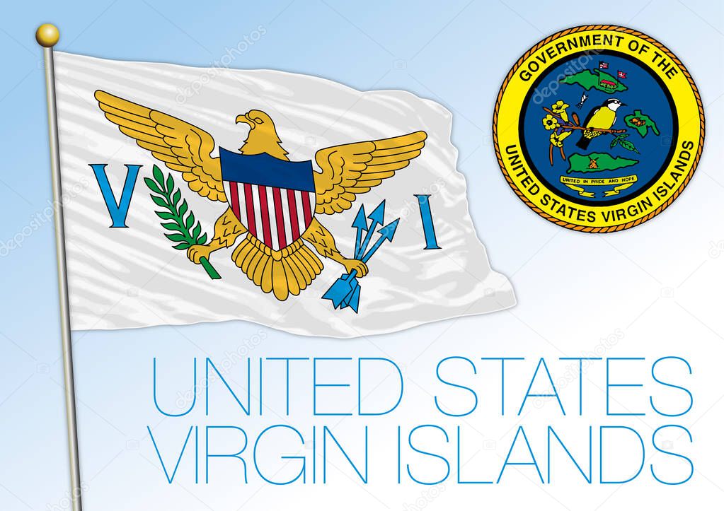 Estados Unidos Islas Vírgenes, bandera nacional oficial y escudo de ...
