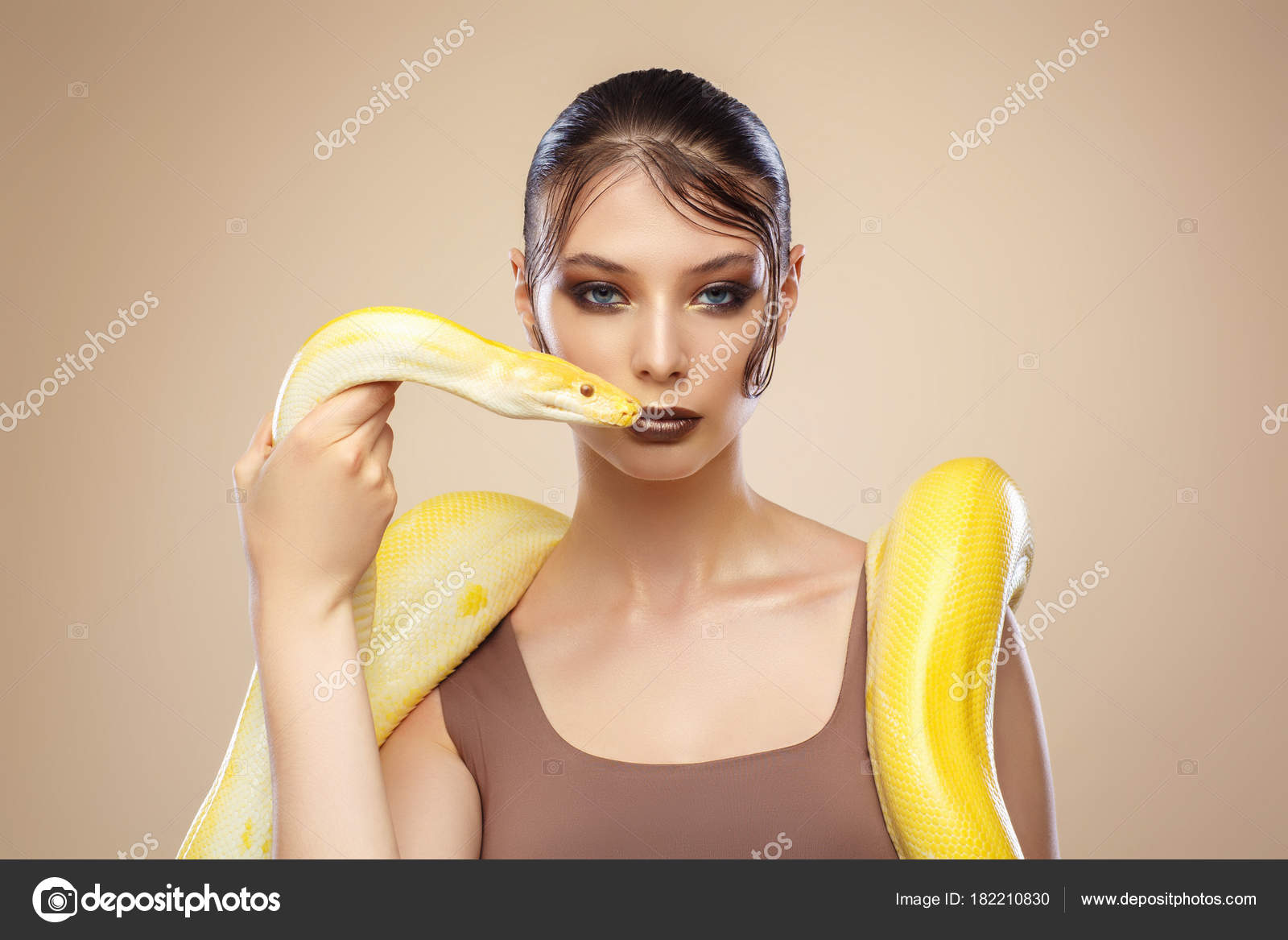 Gorgeous Young Woman Exotic Snake Posing Stock Photo by ©Chirtsova ...
