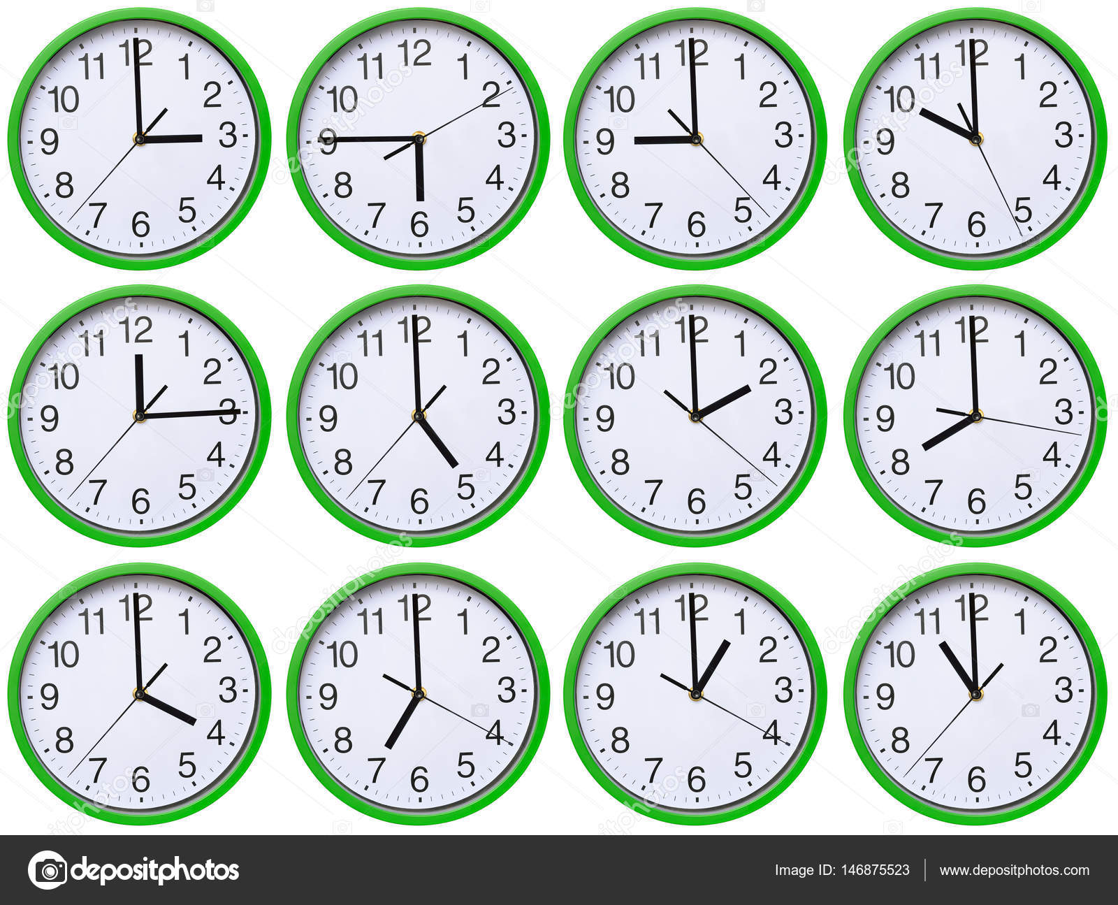 Stor, vägg, analog klocka isolerad på vit bakgrund — Stockfotografi ...