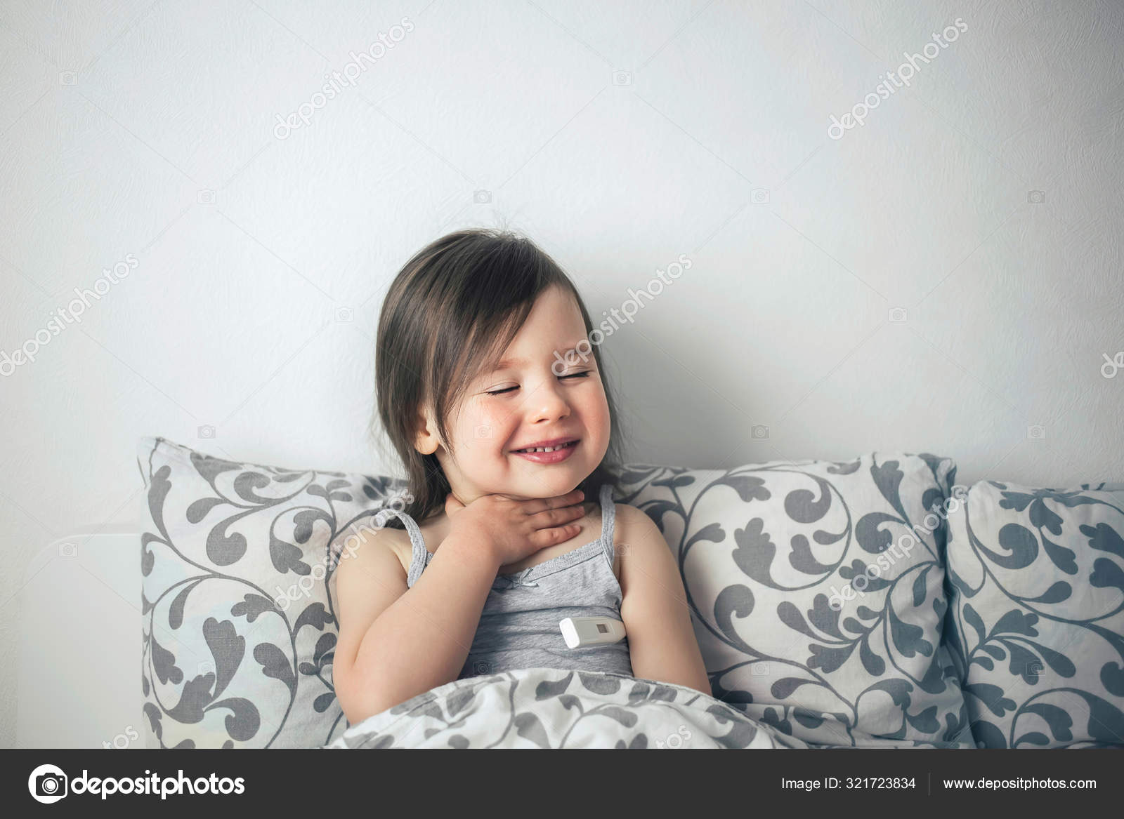 The kid contracted a cold in kindergarten. The baby has a cough and ...