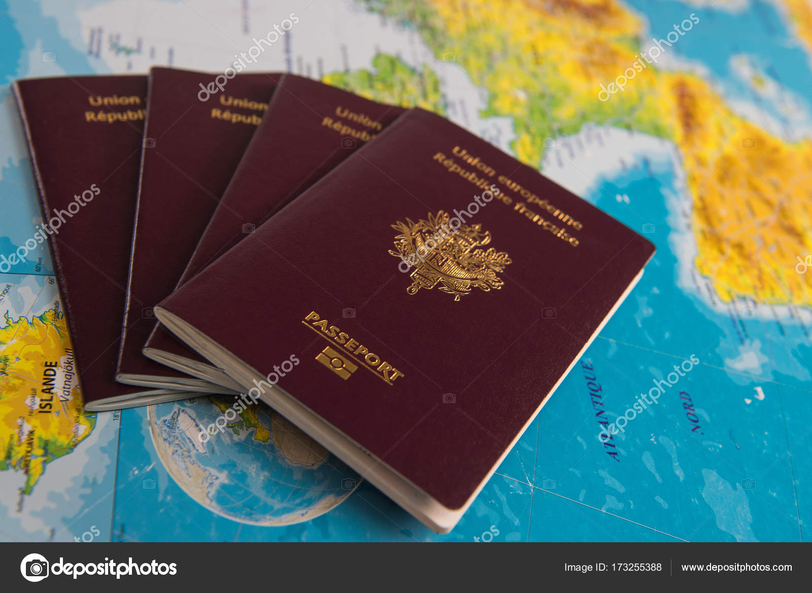 French passports on map and plane background – Stock Editorial Photo ...