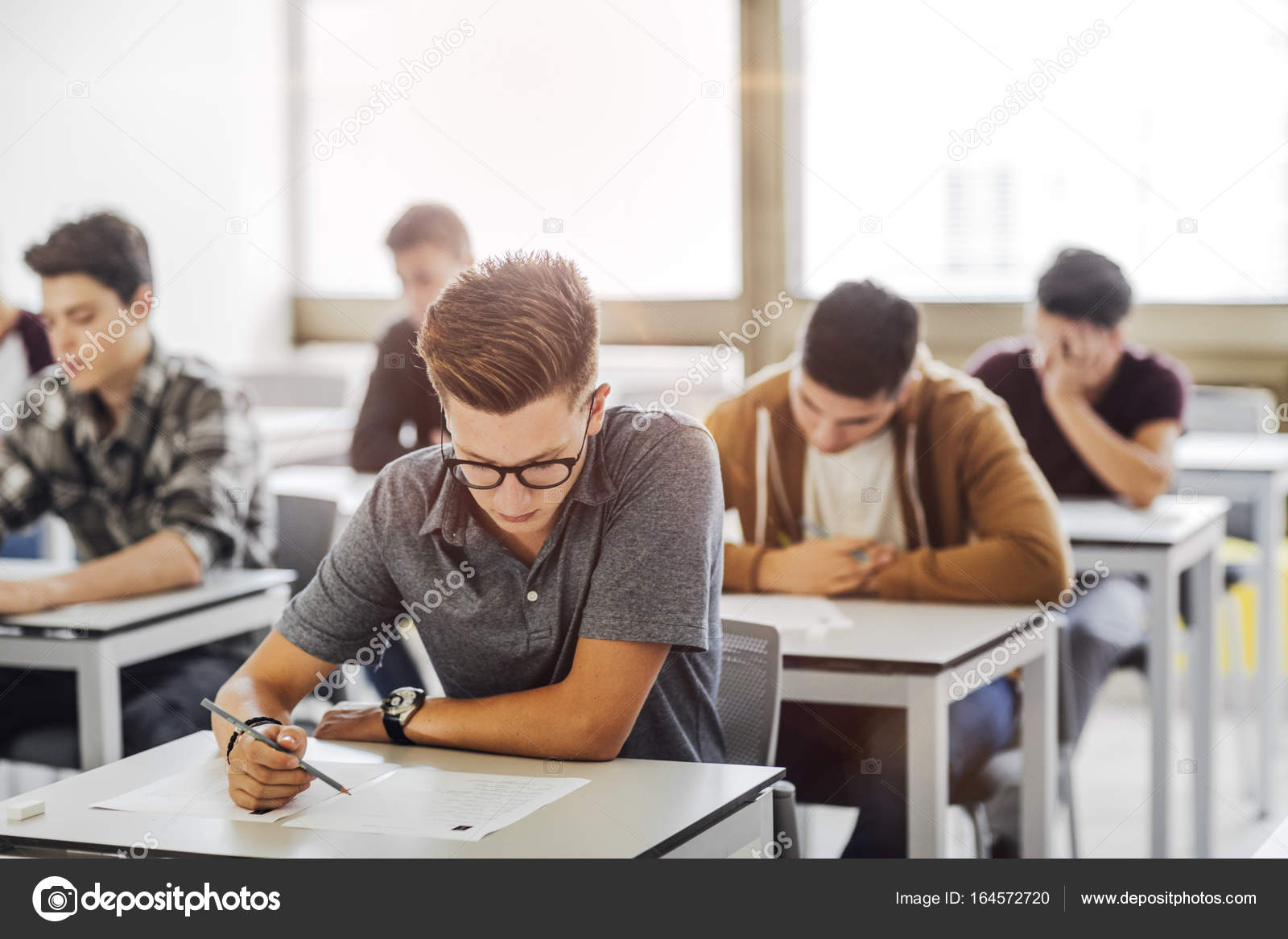 High School Students Taking Test
