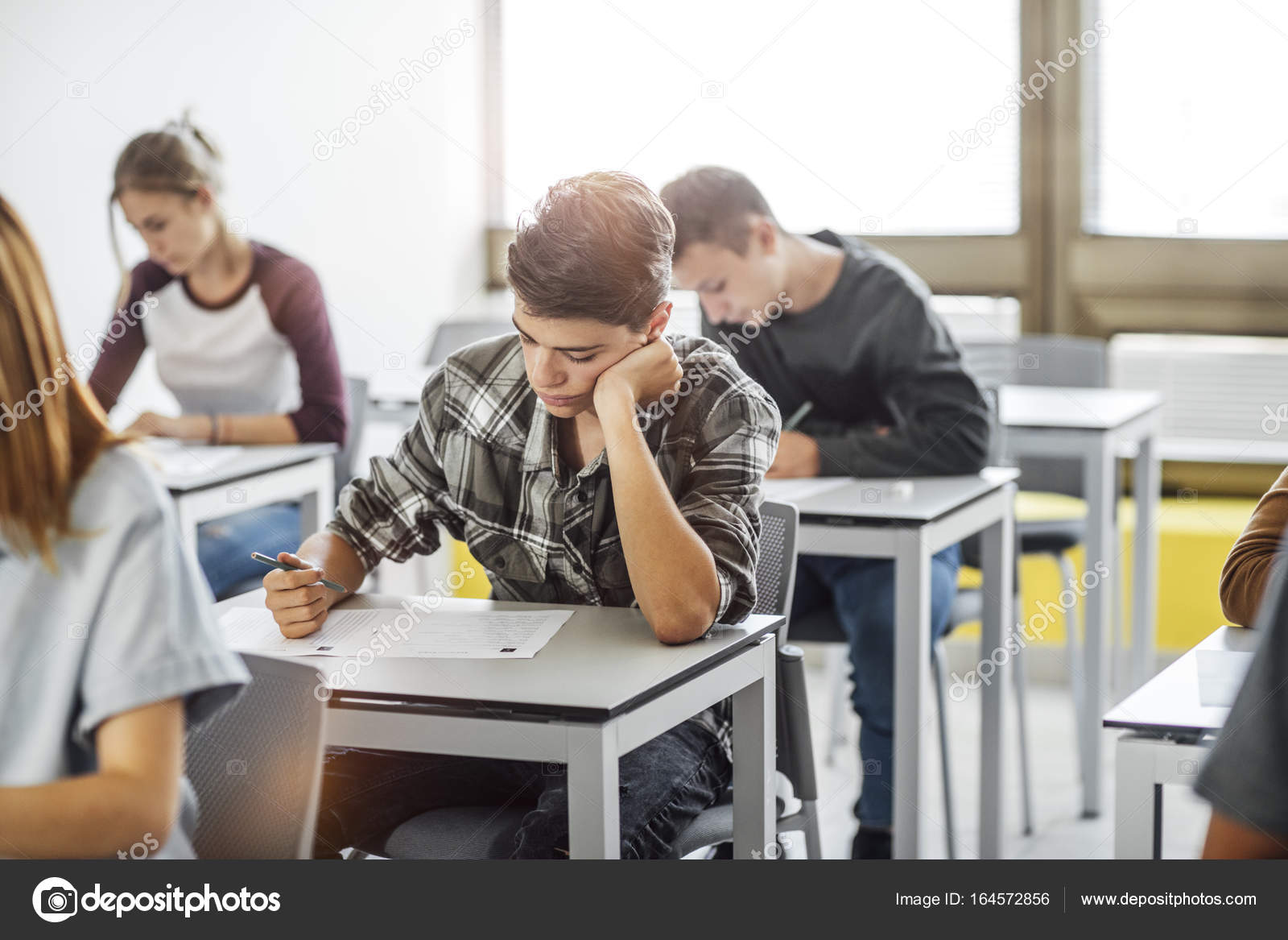 High School Students Taking Test