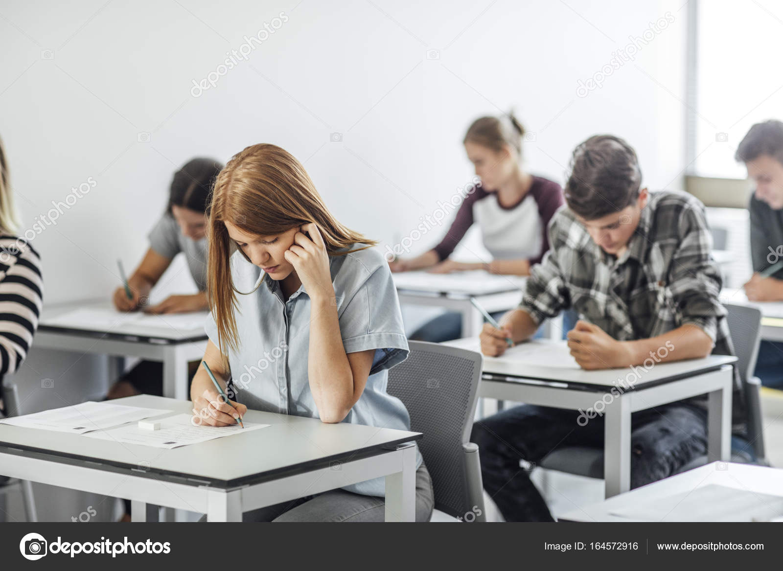 High School Students Taking Test
