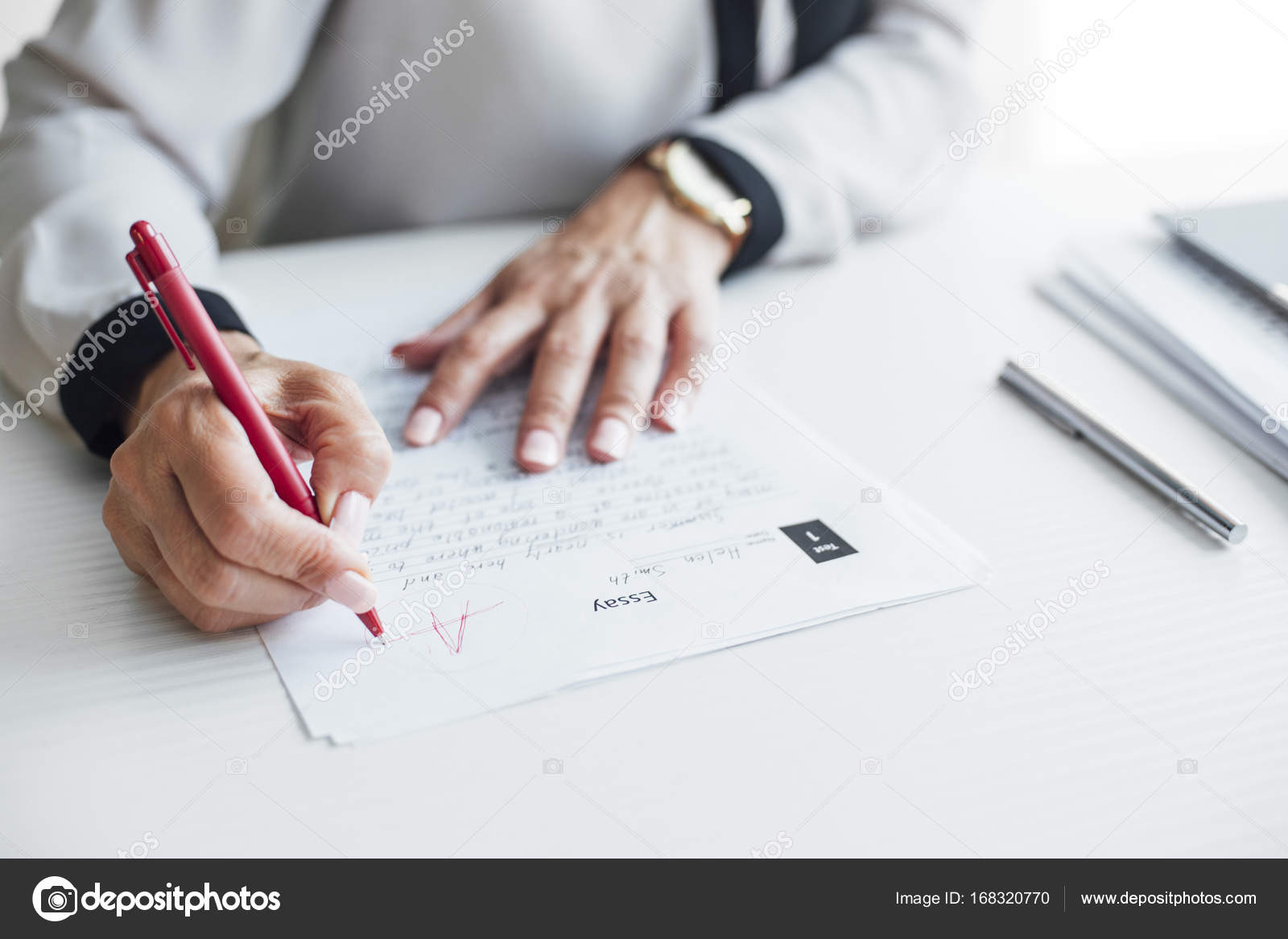 Teacher Grading Exam Paper With A — Stock Photo © luminastock #168320770