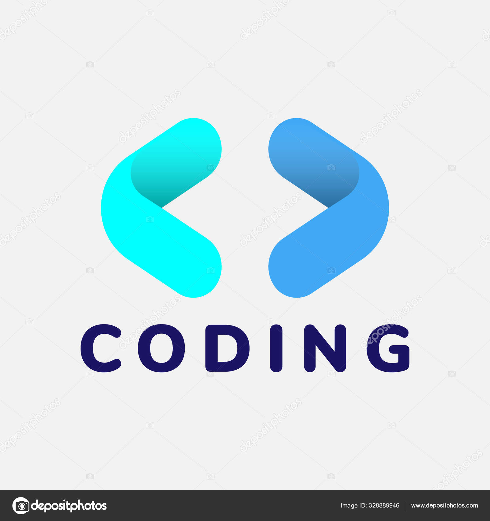 Coding Logo Design Template Gradient Coding Logo Stock Vector Image by ...