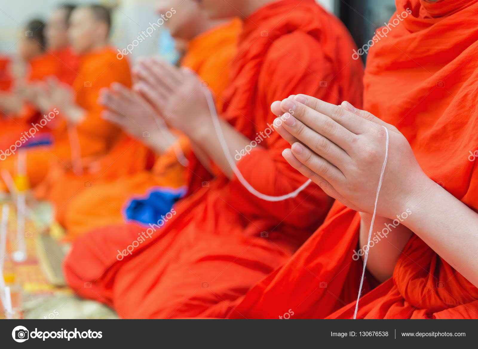Buddhist monks chanting or Praying in Temple Thailand — Stock Photo ... Buddhist monks chanting or Praying in Temple Thailand — Stock Photo ...