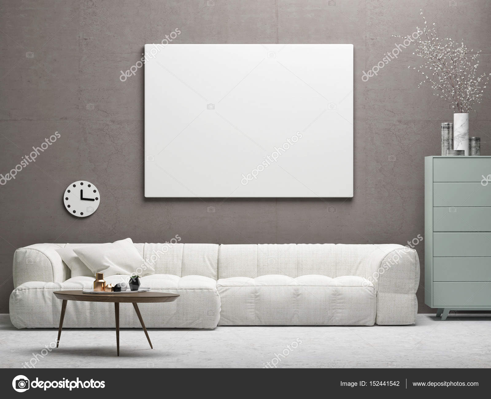 Interior design with mock up poster — Stock Photo © CorDesign #152441542