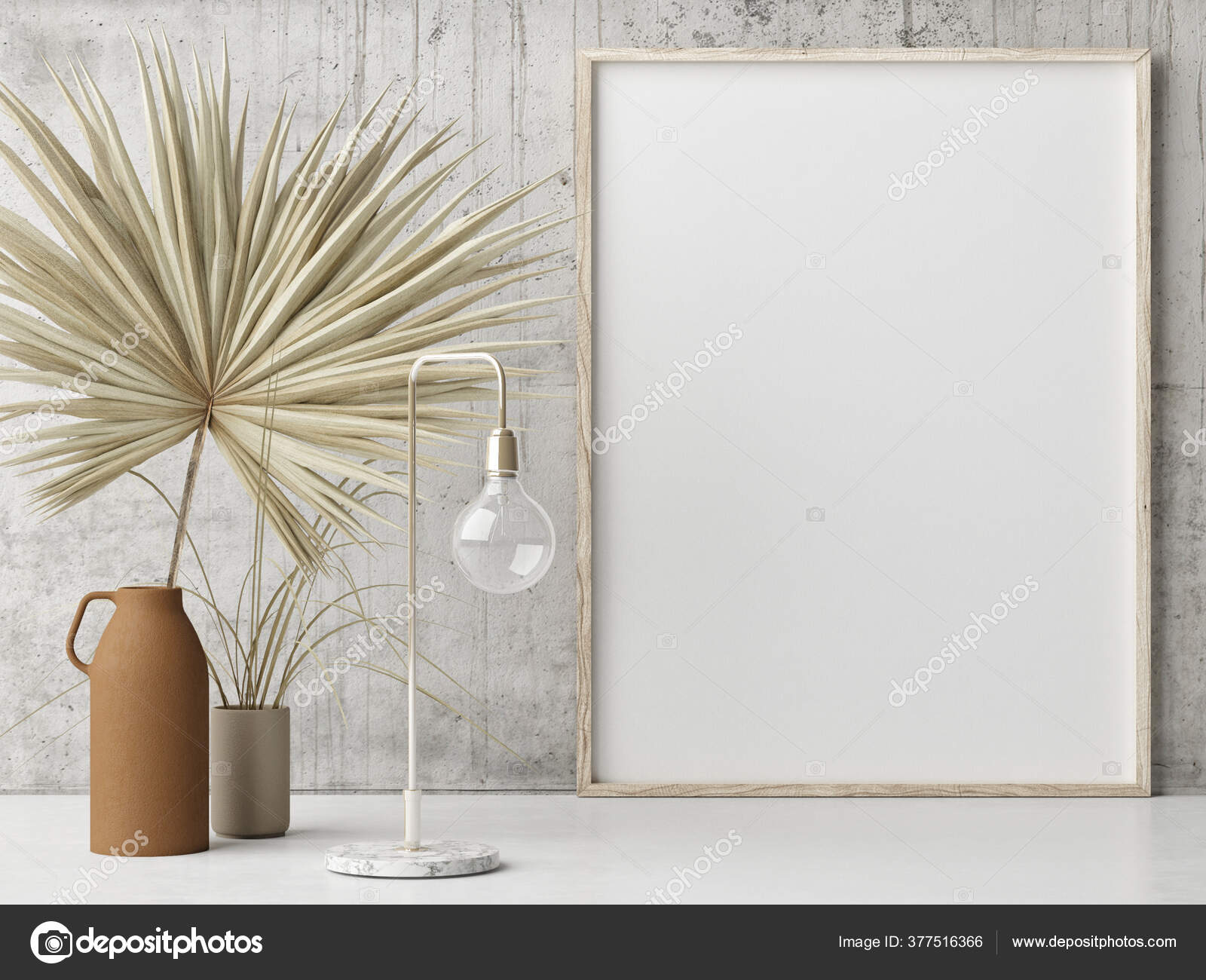 Mock Poster Composition Concrete Wall Illustration Render Stock Photo ...