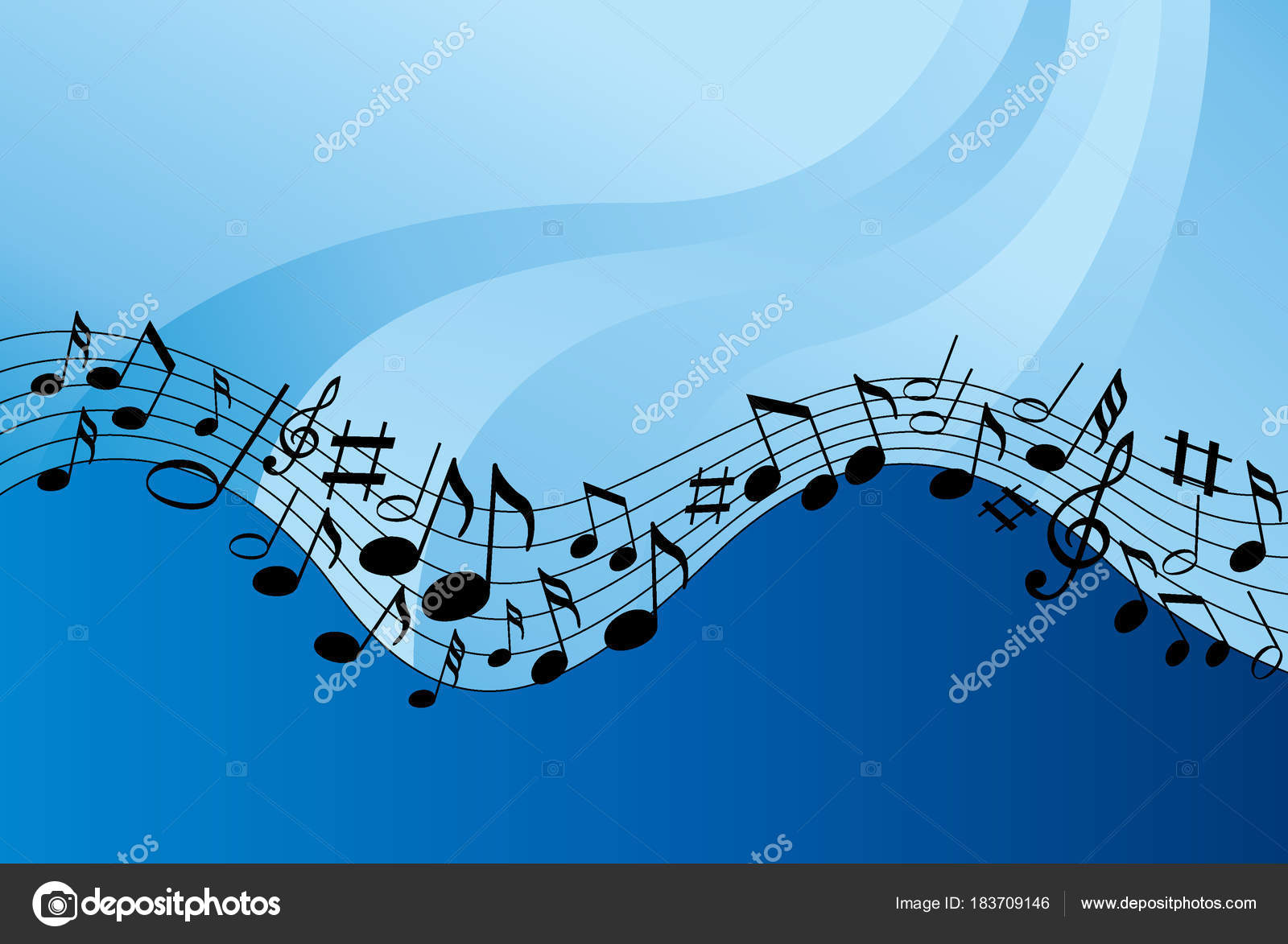 Music Notes Blue Background