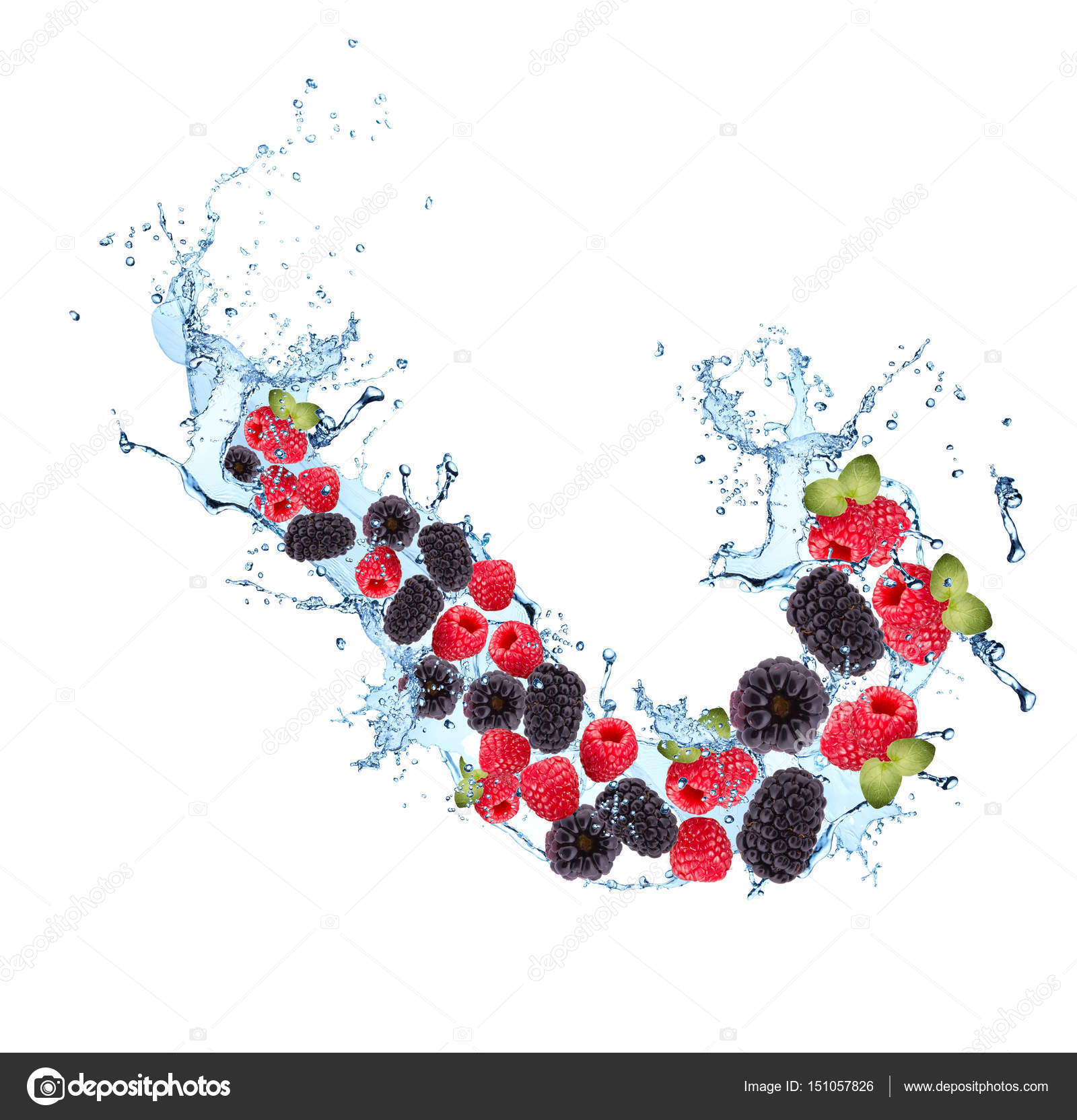 Water Splash Mix Berries Isolated White Background Stock Photo by ...