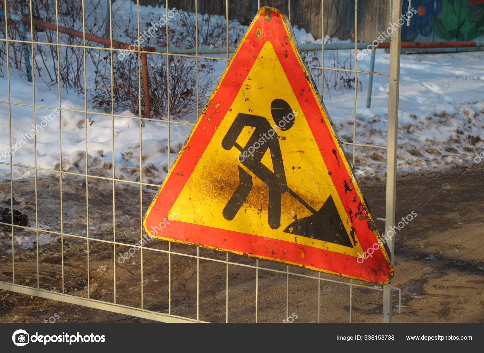 Sign Work Underway Road Sign Isolated Background Stock Photo by ©daniiD ...