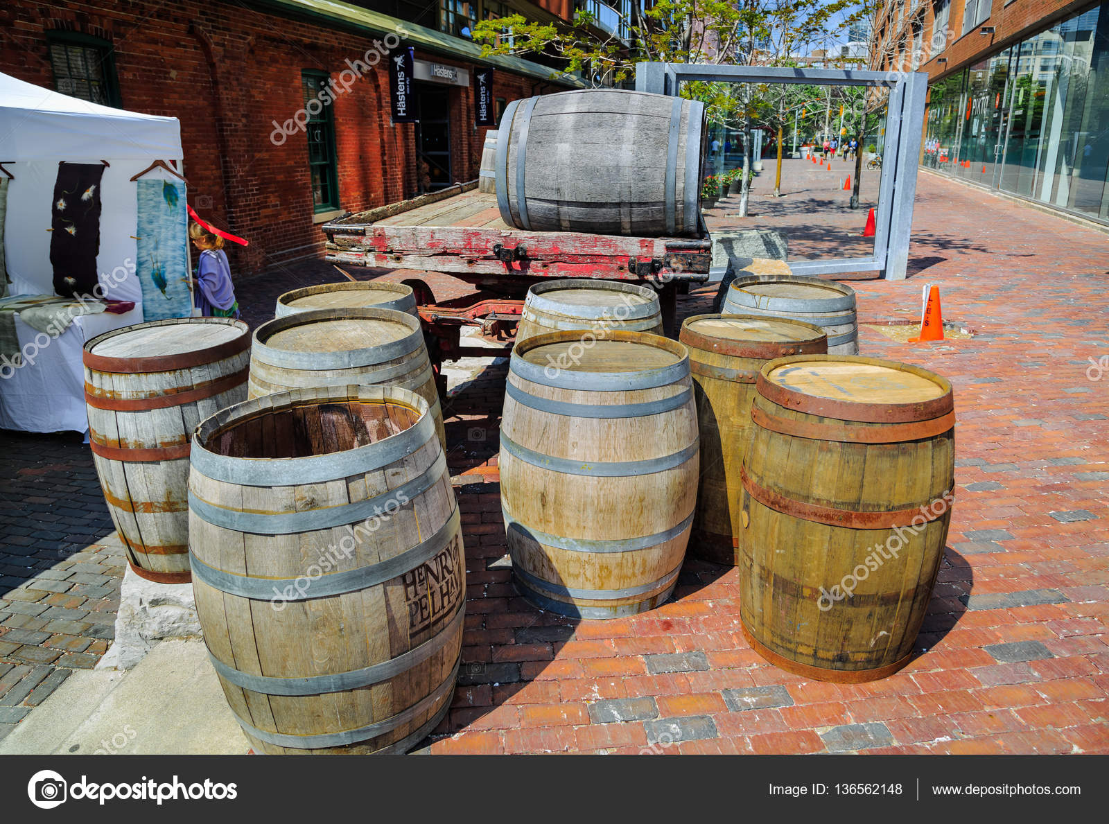 Gorgeous amazing closeup view of vintage classic retro wooden barrels ...