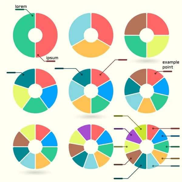 Conjunto de gráficos pastel de colores. Plantillas gráficas sectoriales ...