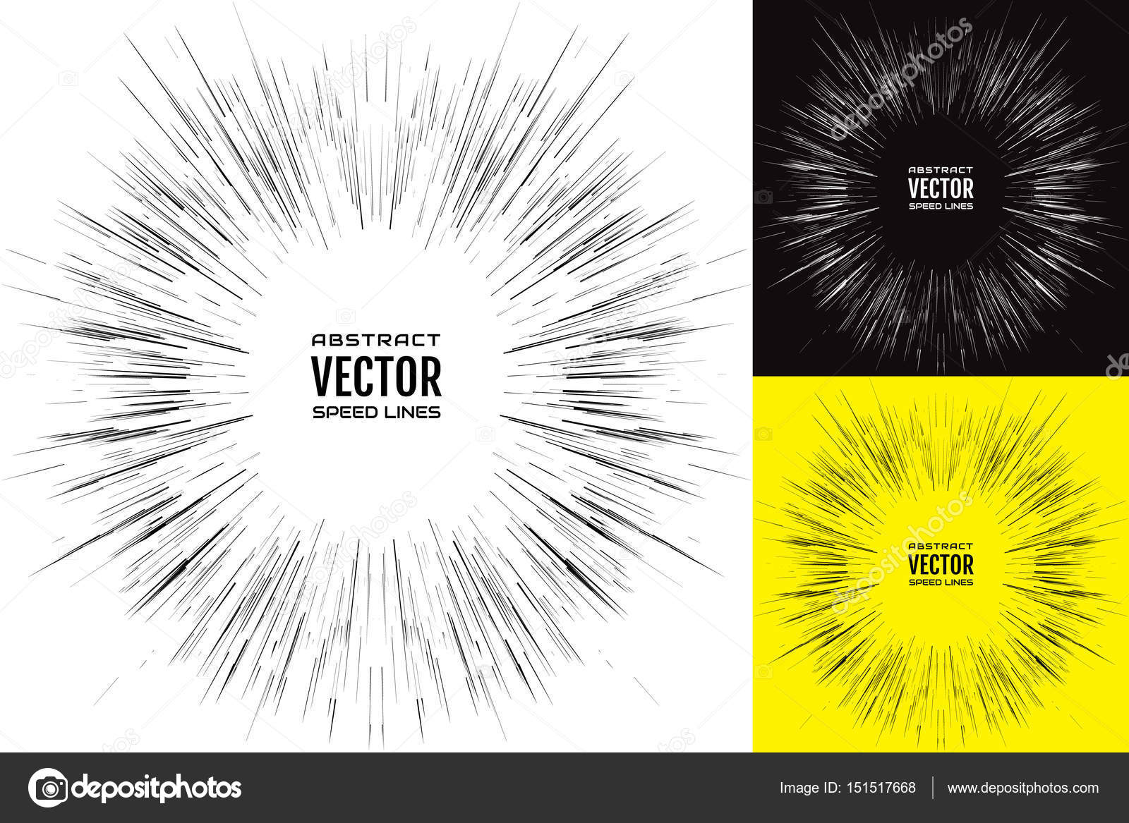 Set speed line. Festive illustration with effect power explosion ...