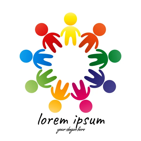 Creative colorful teamwork logo. Bright design element. Vector ...