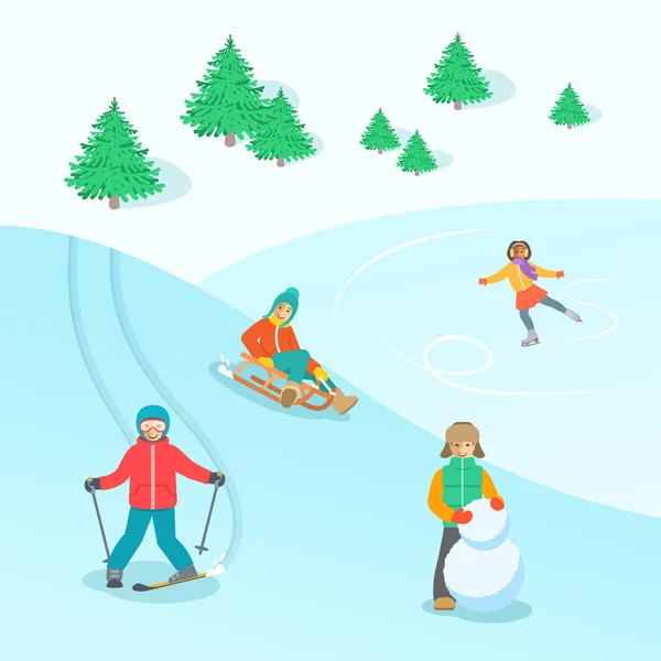 Winter activities Vector Art Stock Images | Depositphotos