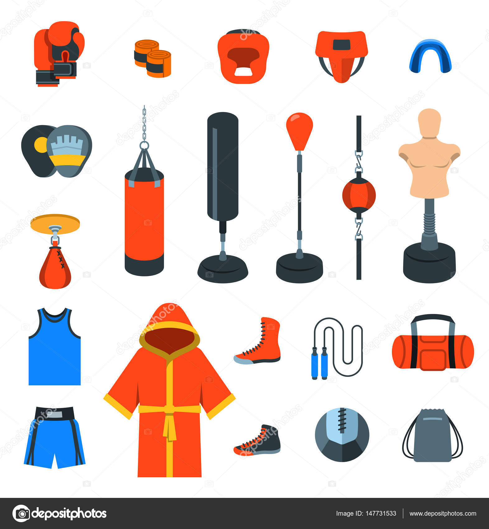 Boxing flat vector colorful icons Stock Vector Image by ©vectorikart ...