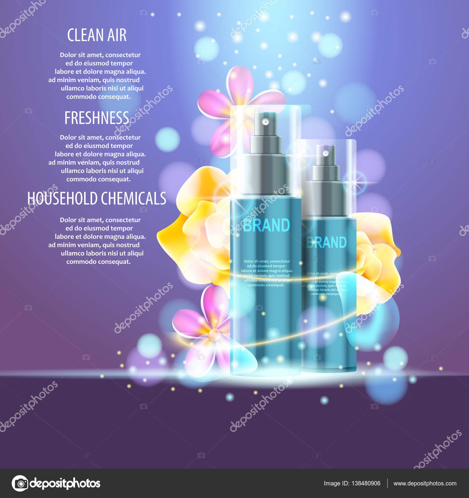 Cosmetic poster design with realistic vector flowers Stock Vector Image ...