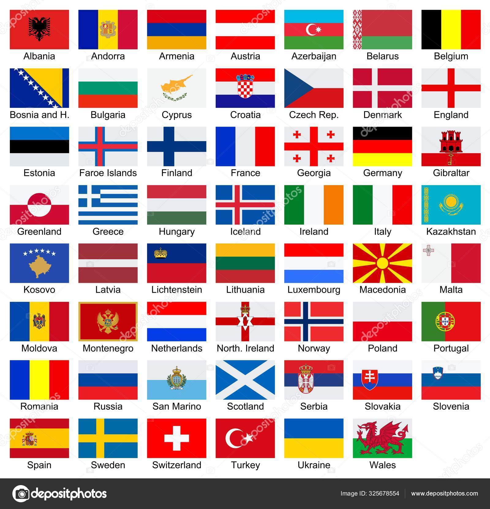 European Vector Flags Alphabetical Order White Background Stock Vector ...