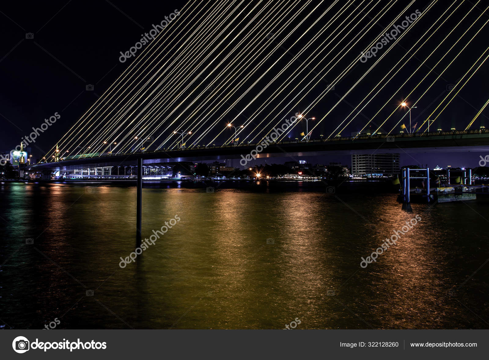 Rama VIII Bridge is a cable-stayed bridge crossing the Chao Phra ...
