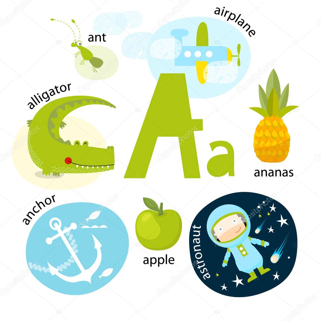 Vector illustration for teaching children the English alphabet with ...