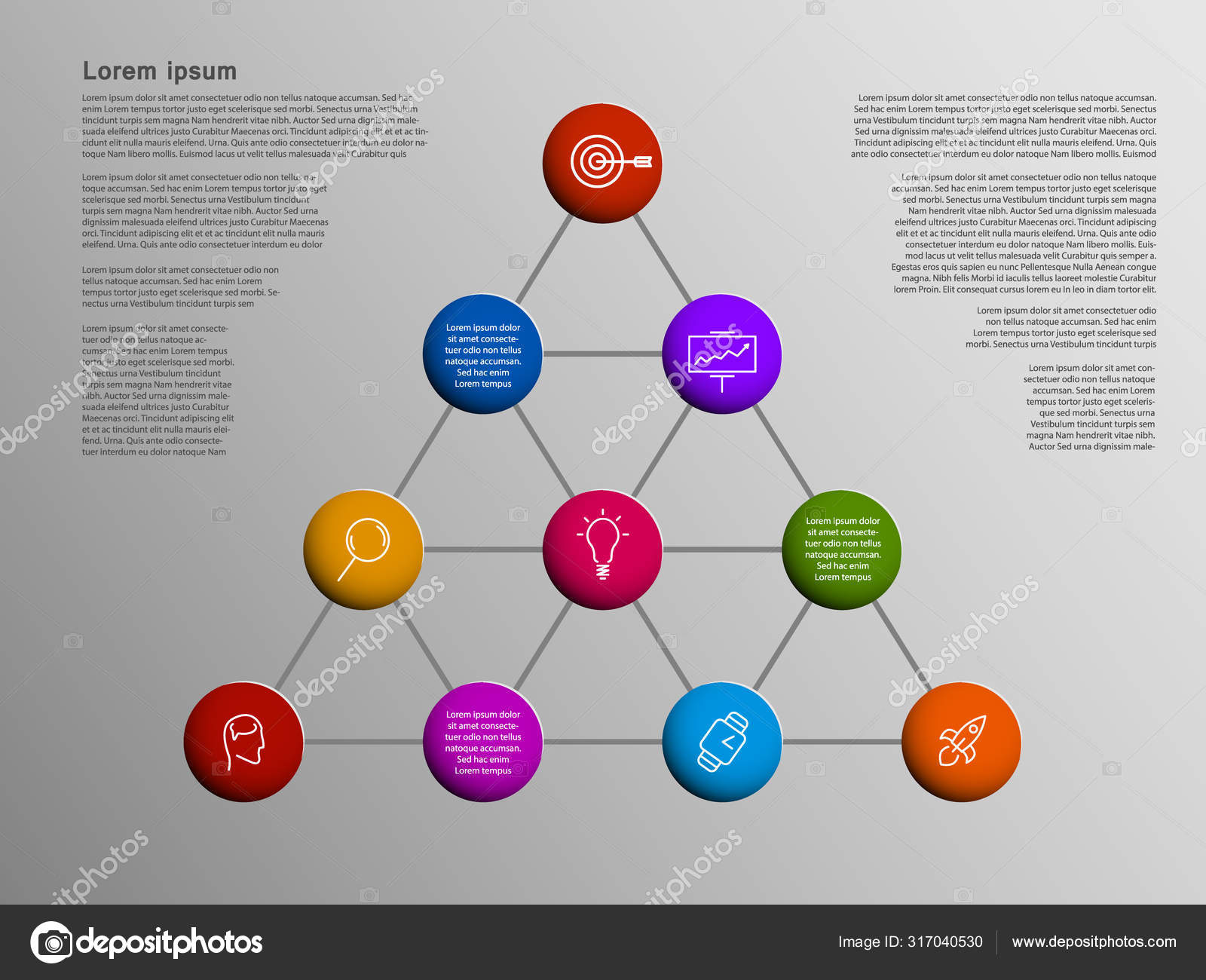 Vector Business Infographic structure with minimalistic circle color ...
