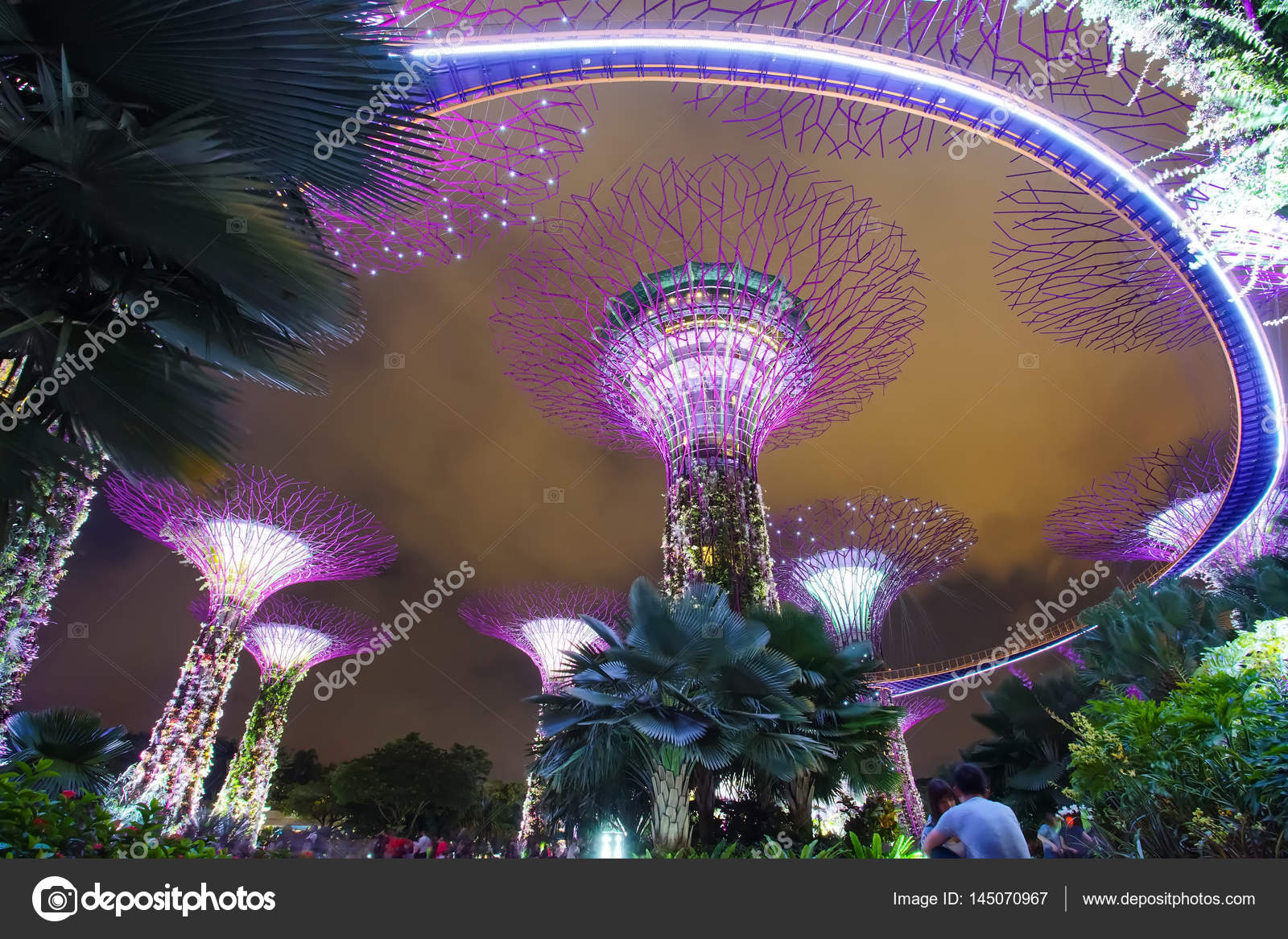 Gardens by the Bay Super tree grove light show — Stock Editorial Photo ...